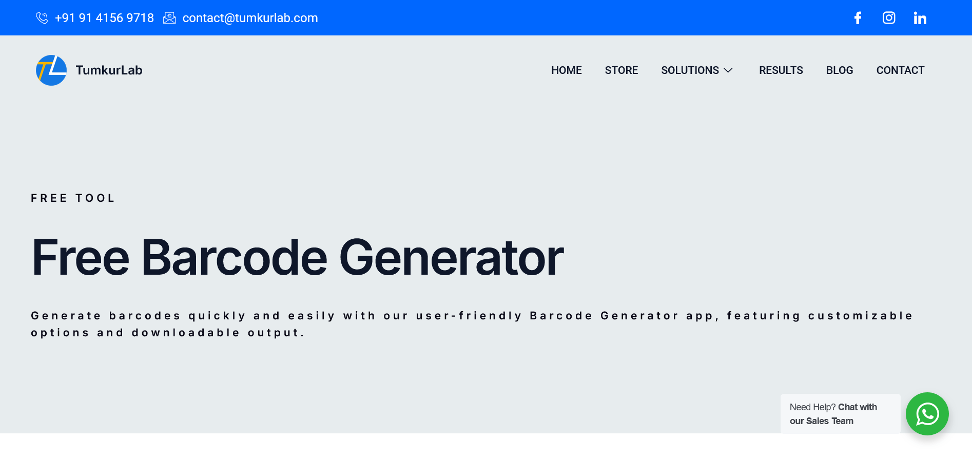 Free Online Barcode Generator - Create Custom Barcodes Easily | TumkurLab