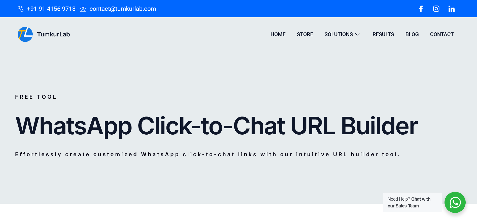 WhatsApp Click-to-Chat URL Builder - Generate URLs Effortlessly | TumkurLab